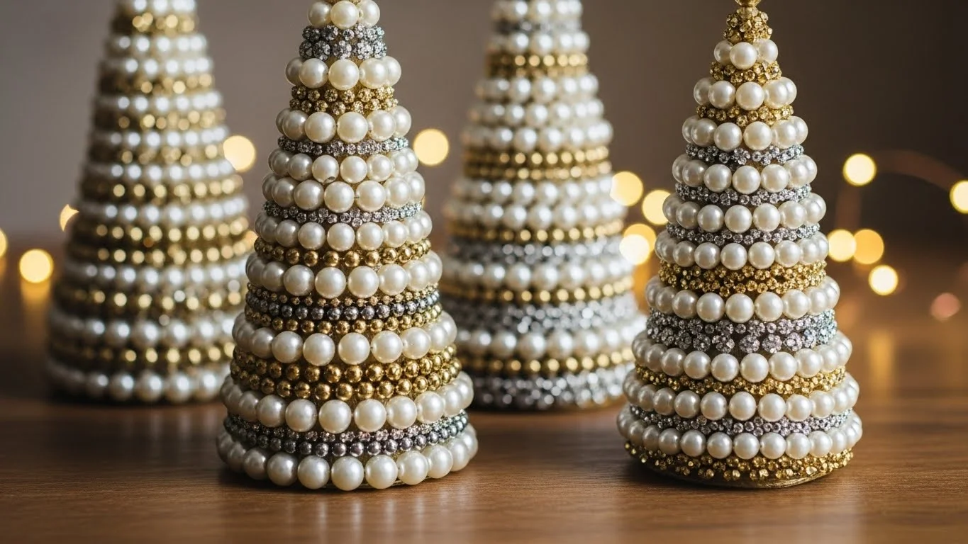 How to Create Elegant DIY Christmas Bead Trees - craftwinning.com